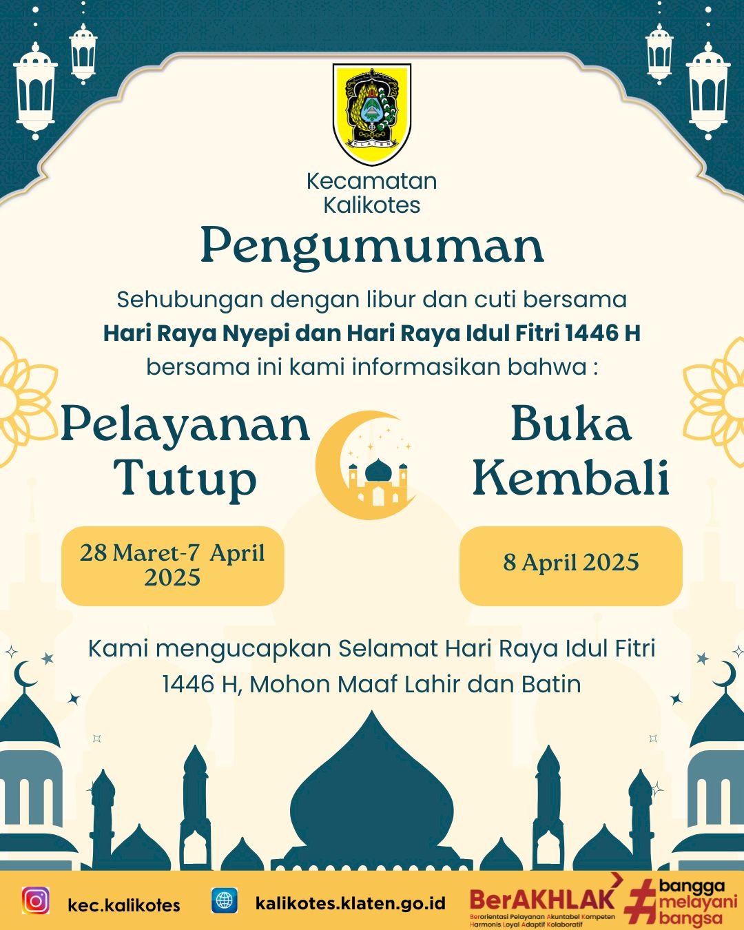 Pengumuman Libur dan Cuti Bersama Hari Raya Nyepi dan Hari Raya Idul ...